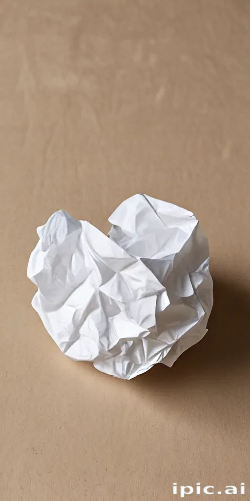 A Crumpled White Paper Ball Resting on a Soft Brown Surface