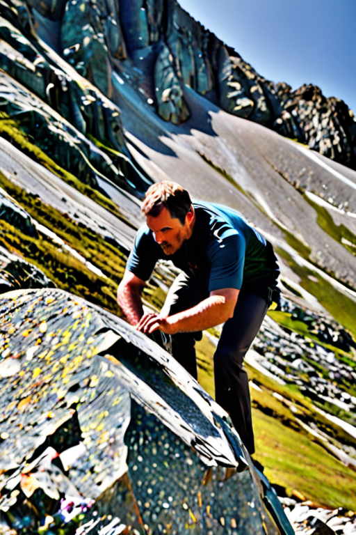 Man pushing rock up mountain