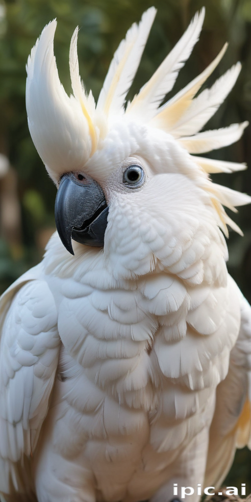 Majestic White Cockatoo with Stunning Crested Feathers in Natural Setting