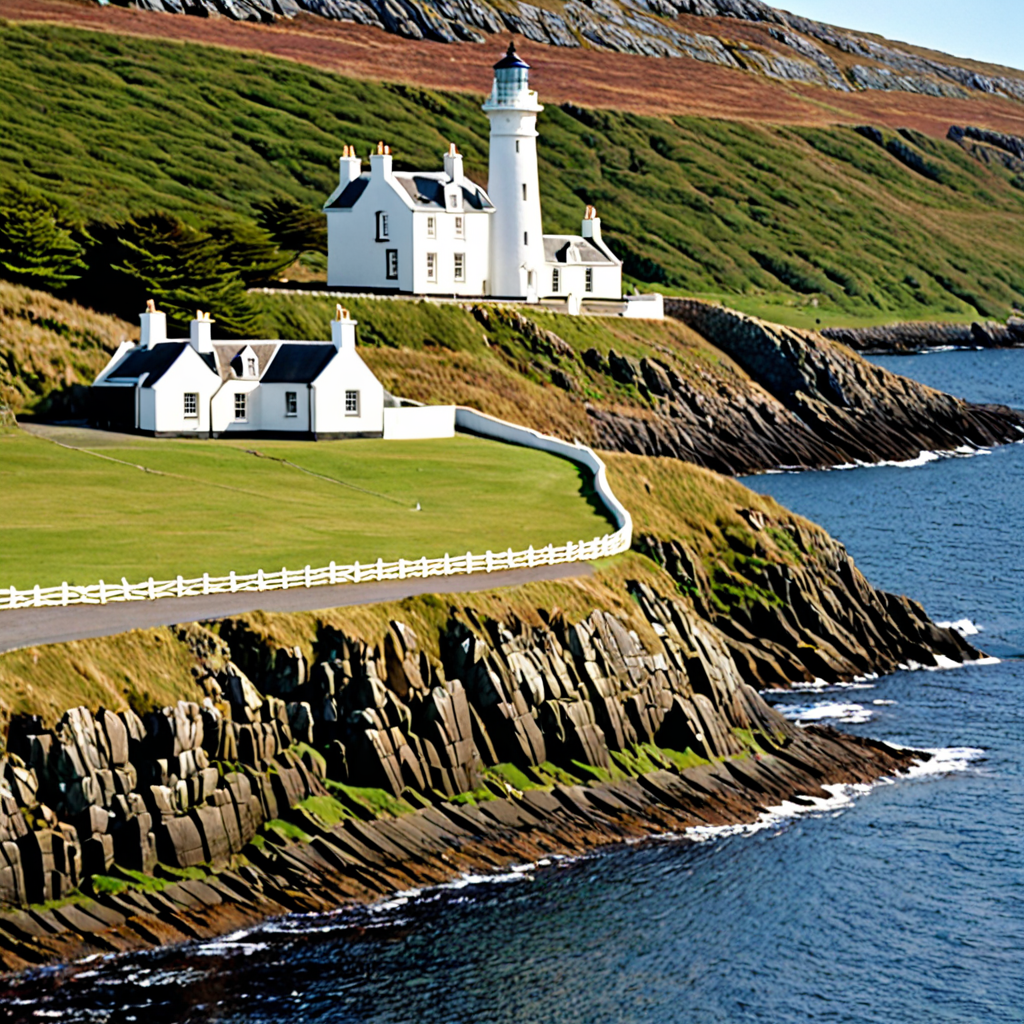lighthouse with manor house, northern coast of scottland