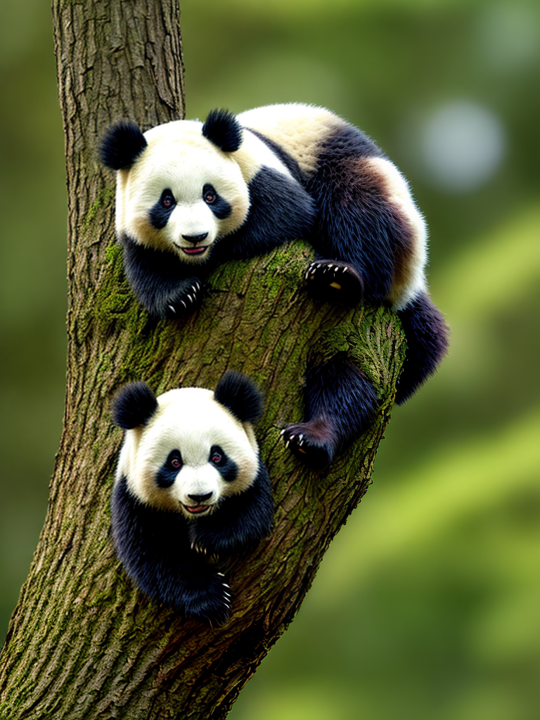 panda in a tree