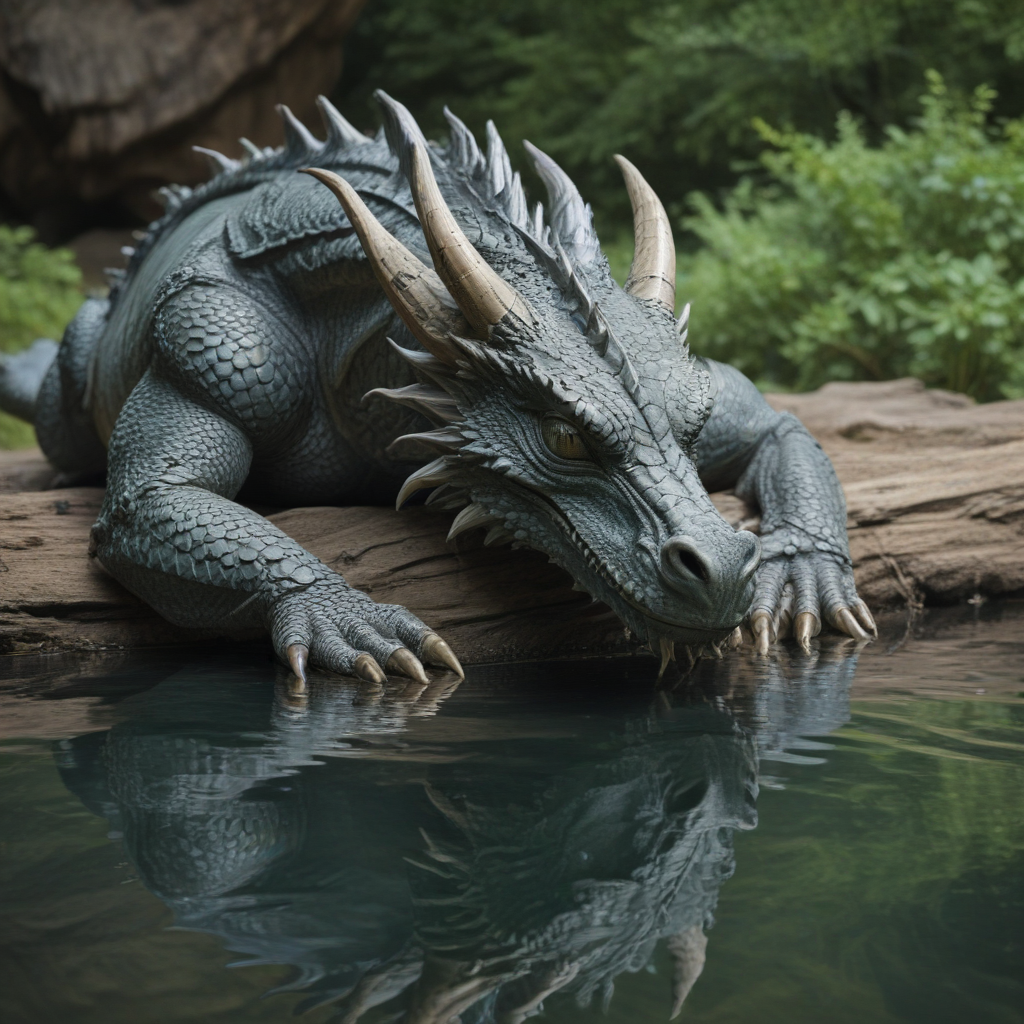 dragon sleeping with water