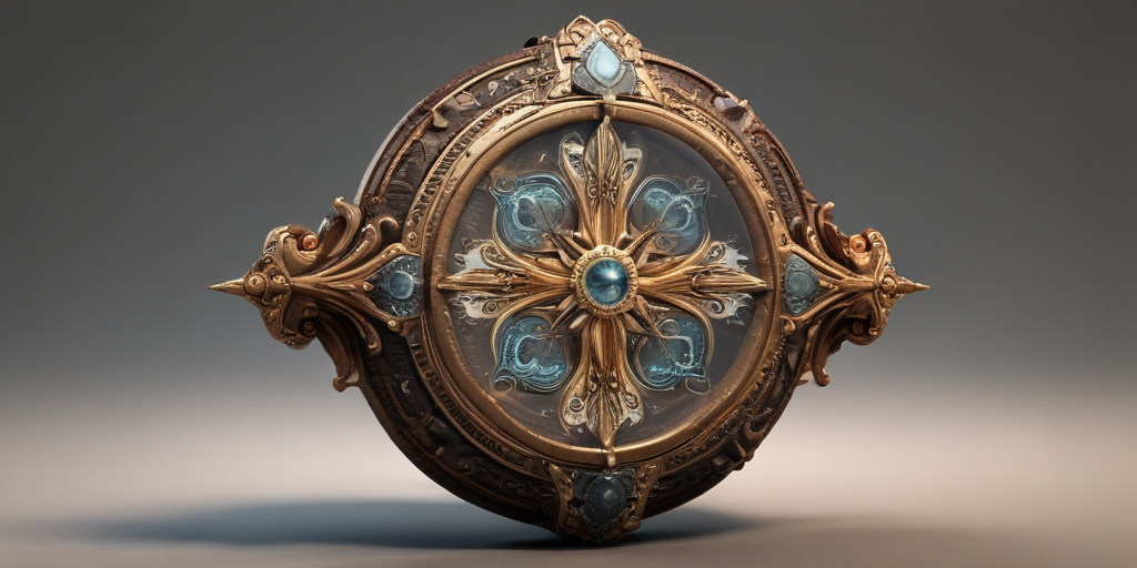 Intricately Designed Decorative Shield with Ornate Patterns and Blue ...