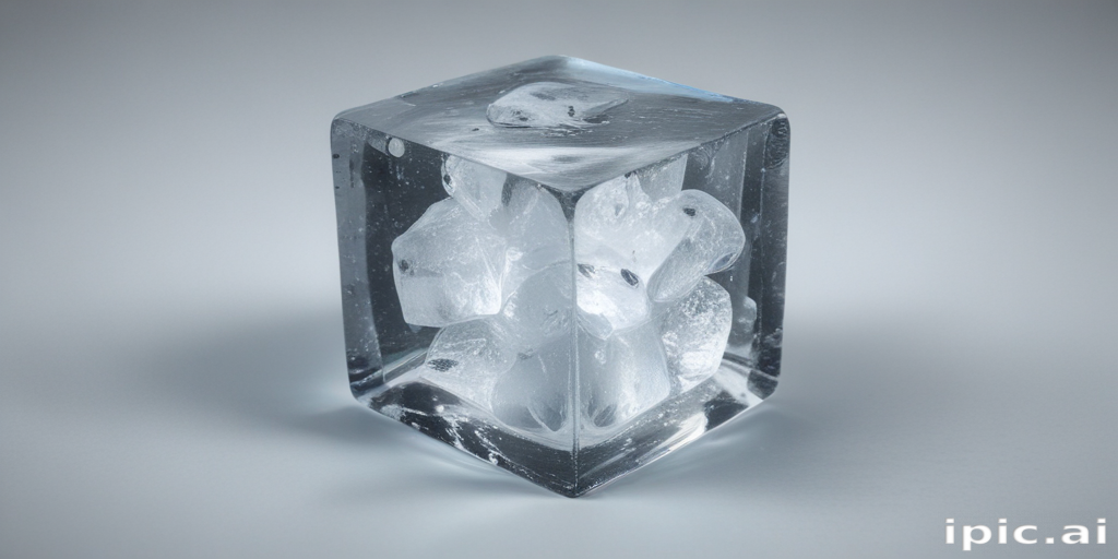 Intricate Ice Cube Displaying Unique Frozen Shapes Within Its Crystal ...