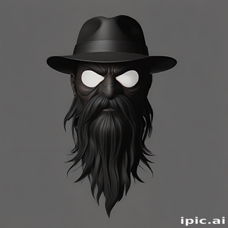 Intriguing Masked Figure with Hat and Mysterious Features in Dark Colors