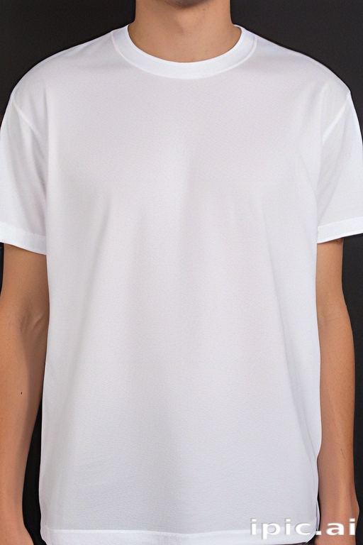 Plain White T-Shirt Displayed on a Model Against a Dark Background