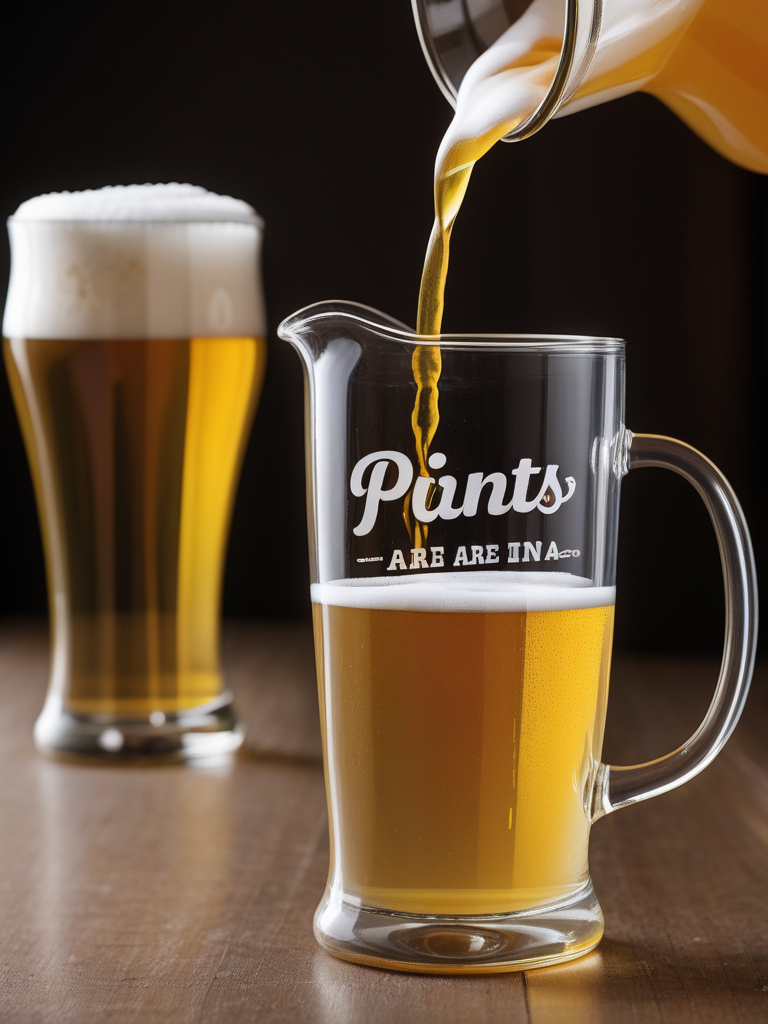 Refreshing Beer Being Poured into a Glass Jug with Pints
