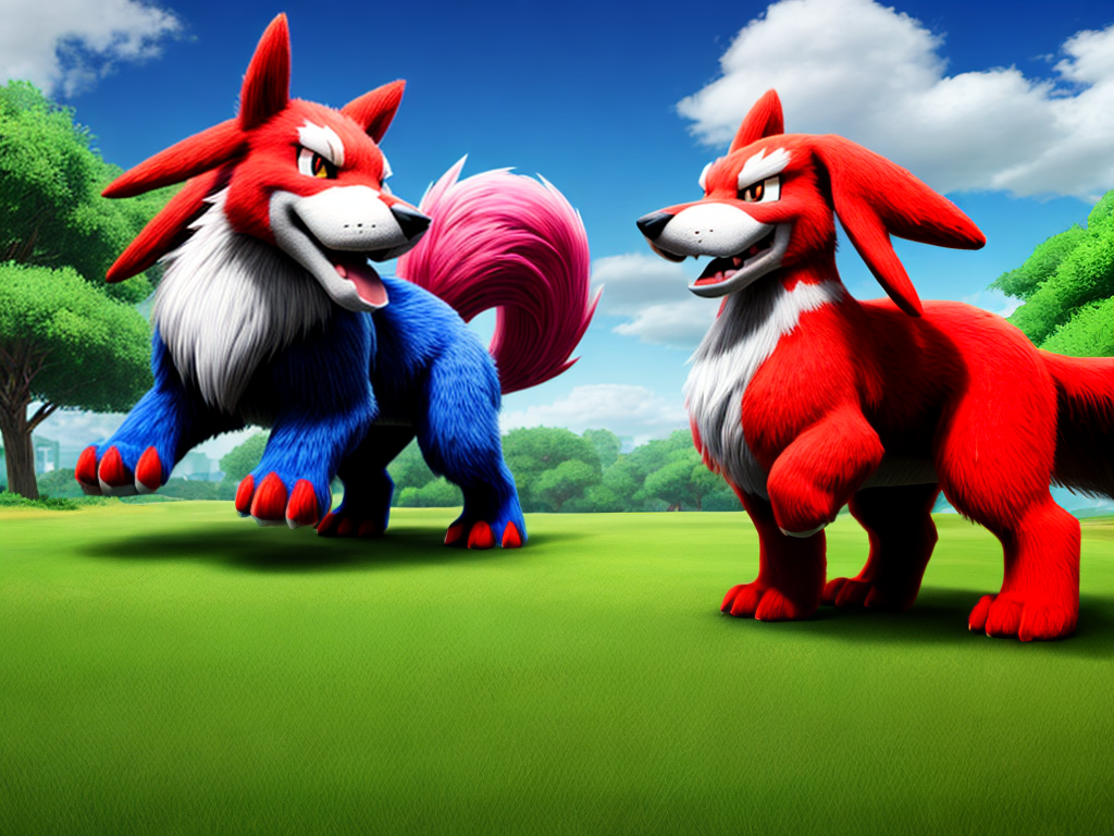 A legendary Pokémon that is a big dog and red cartoon furios