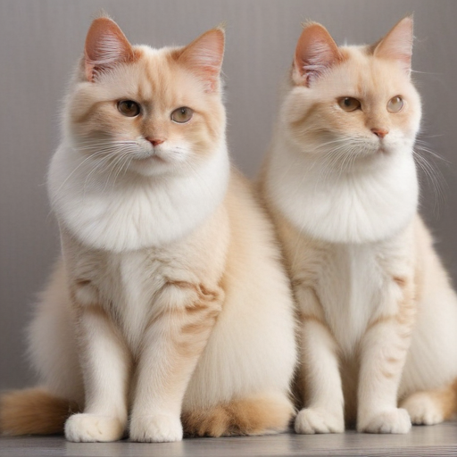 Two Adorable Cream-Colored Cats Sitting Together in Perfect Harmony