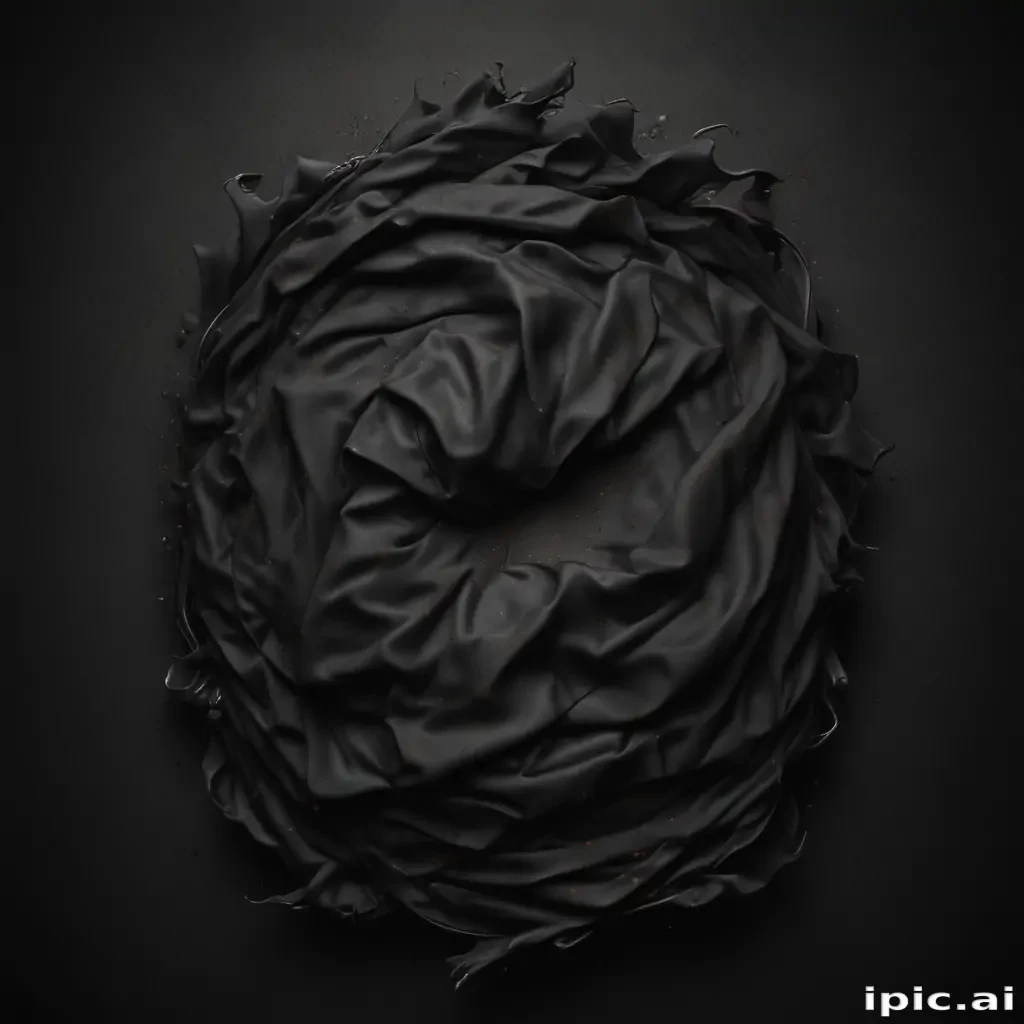 Intricate Textures of a Wrinkled Black Fabric Against a Dark Background