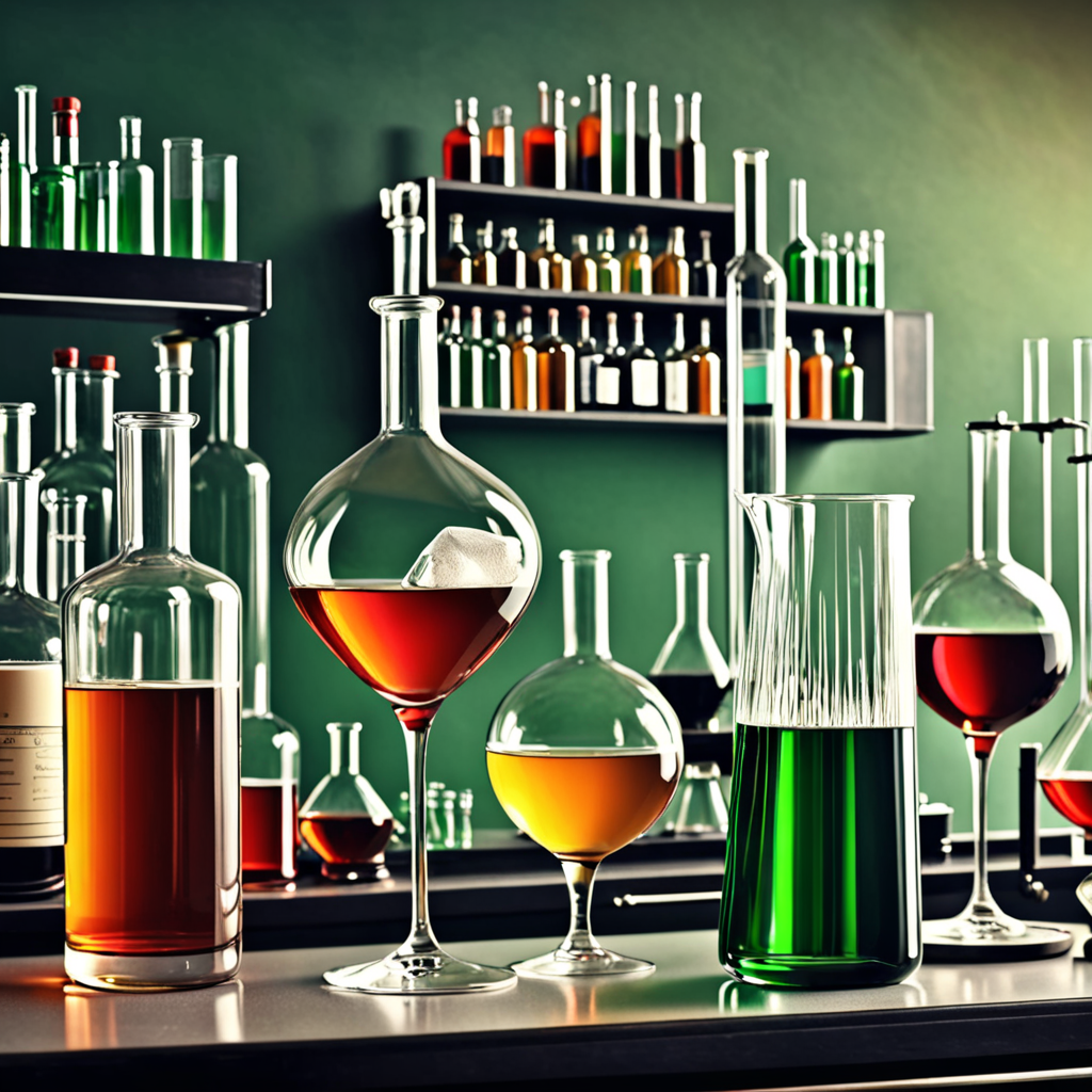 art deco Alcohol in Chemistry Laboratory poster without text without people