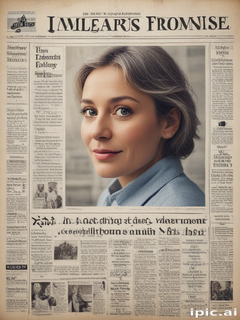 Artistic Portrait Framed by Vintage Newspaper Design and Elegant Typography