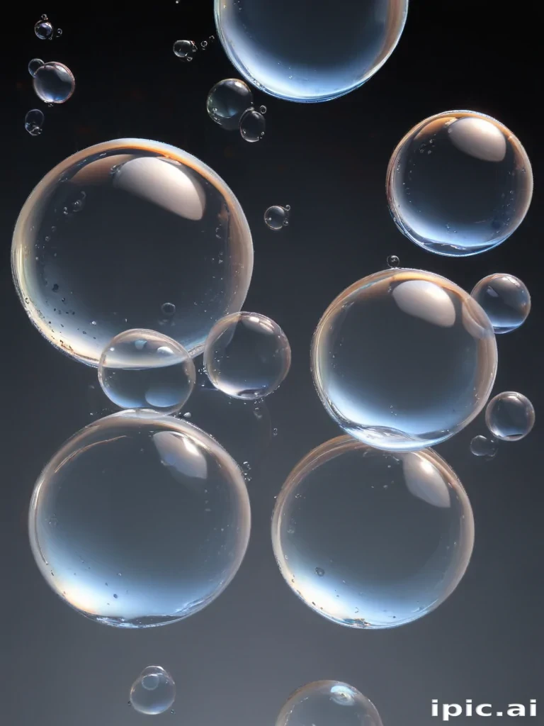 Floating Bubbles Captured in a Beautiful, Clear, and Reflective Composition