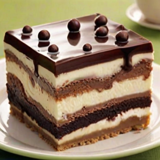 Decadent Layered Chocolate Dessert with Cream and Chocolate Ganache ...