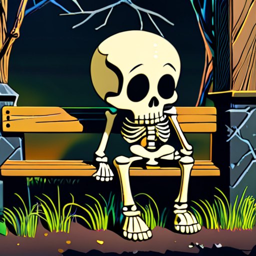 a sad skeleton crying alone