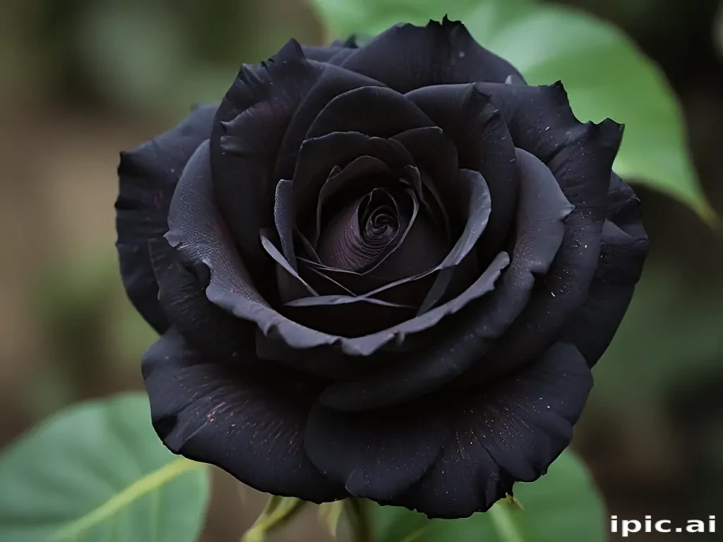 The Enigmatic Beauty of a Deep Black Rose in Full Bloom