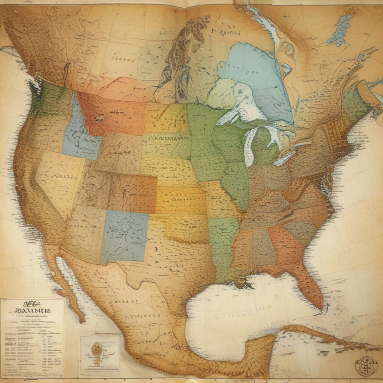 Historical Map of the United States Highlighting States and Territories ...