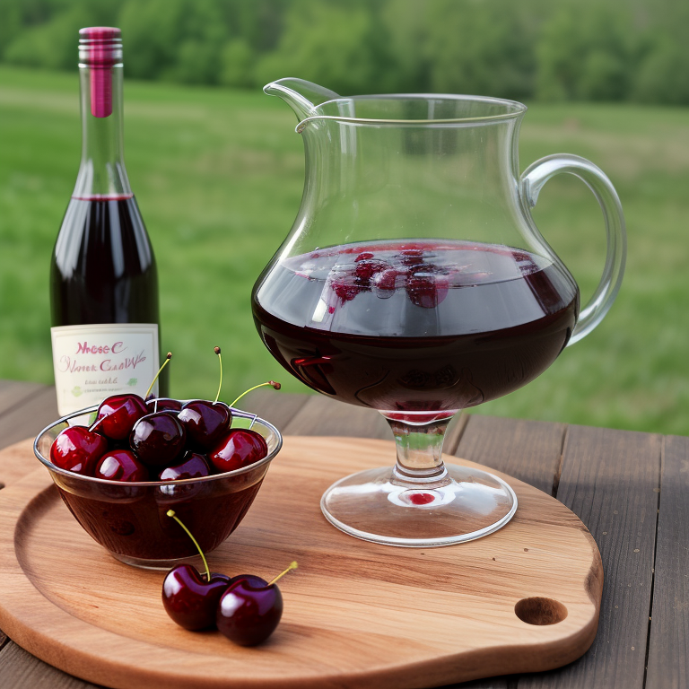 Refreshing Summer Cherry Juice Served in a Pitcher with Fresh Cherries