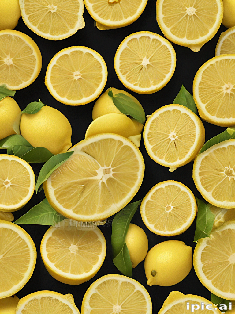 Vibrant Arrangement of Fresh Lemons and Slices on a Dark Background