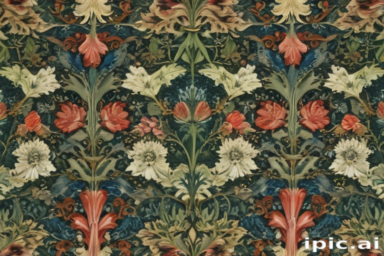 Intricate Floral Pattern Design Featuring Vibrant Colors and Detailed ...
