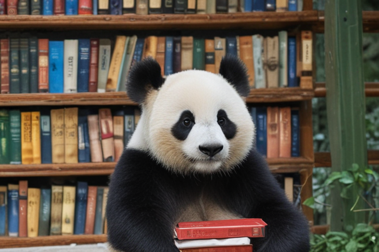 a land full of books and pandas