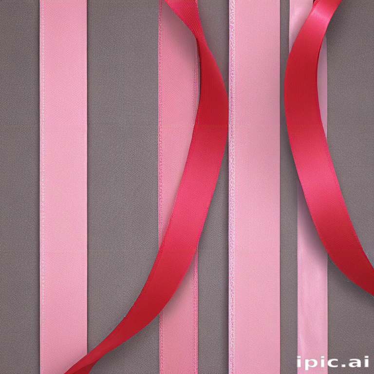 Colorful Pink and Red Ribbons Elegantly Draped Against a Gray Background