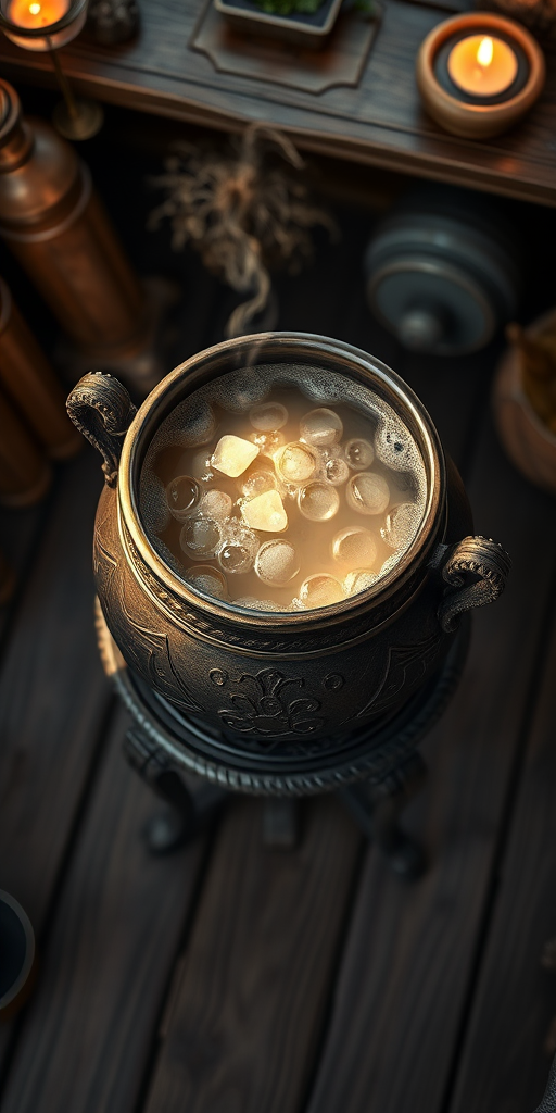 A Mysterious Cauldron Filled with Refreshing Ice-Cold Drink and Ambiance