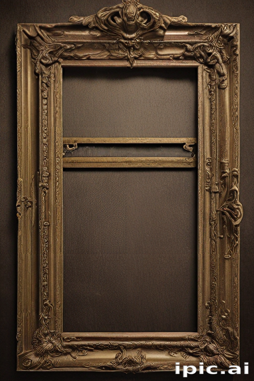 Intricately Designed Vintage Picture Frame Without Any Artwork Inside It