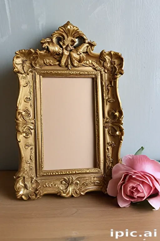 Elegant Vintage Gold Picture Frame with Decorative Floral Design and ...