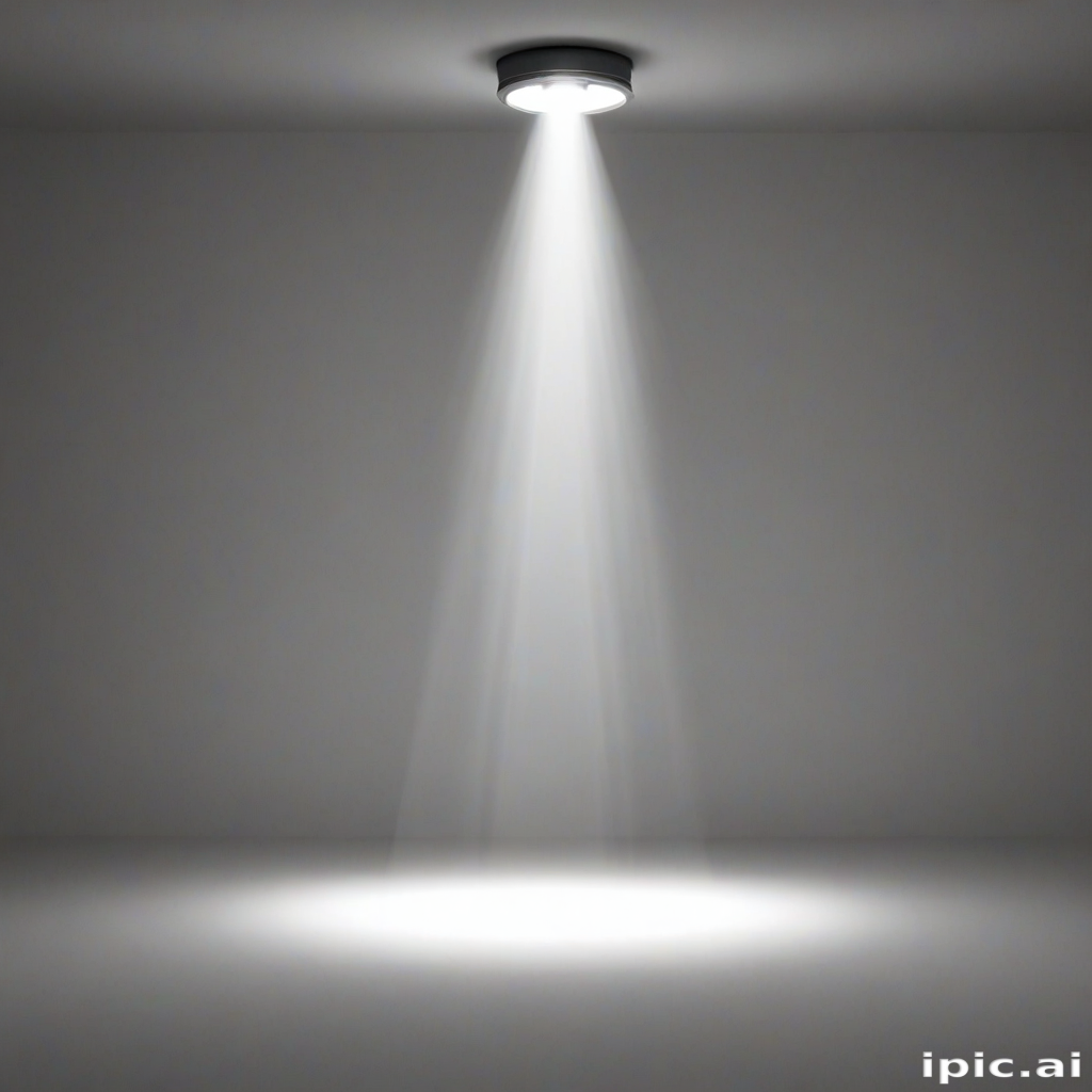 A Modern Ceiling Light Casting a Beam of Bright Illumination Downward.