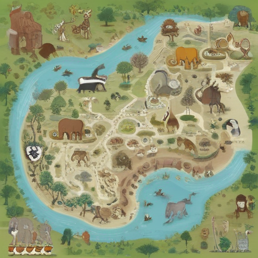 a zoo map with lots of habitats