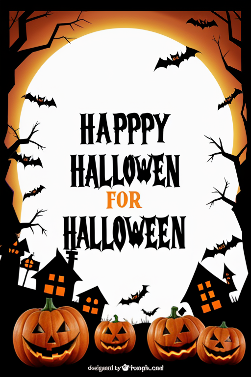 Spooky Celebration: A Festive Halloween Greeting with Pumpkins and Bats