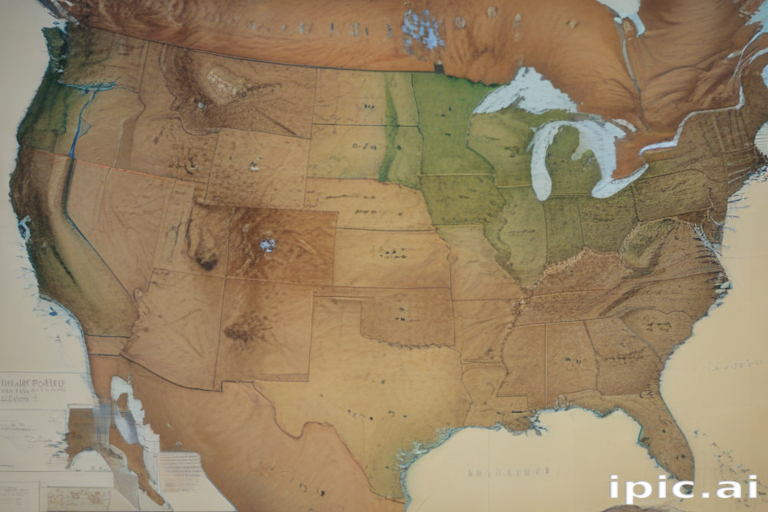 Detailed Topographic Map of the United States Showcasing Geographic ...