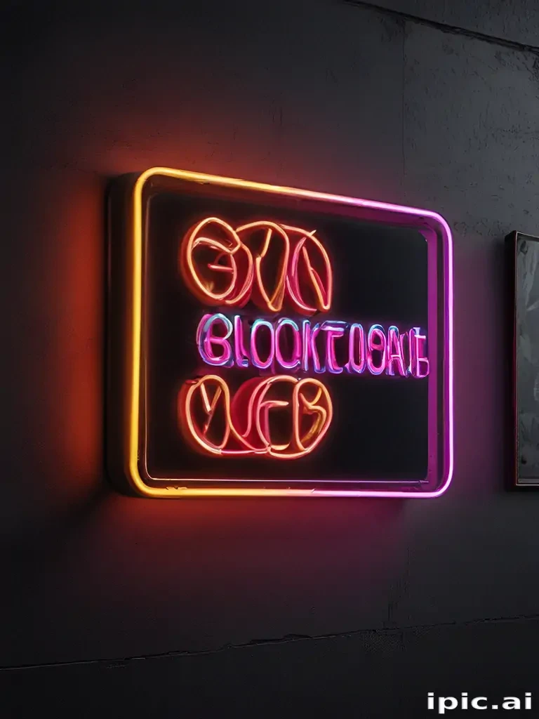 Vibrant Neon Sign Displaying Block Toy Shop Name in Colorful Lights