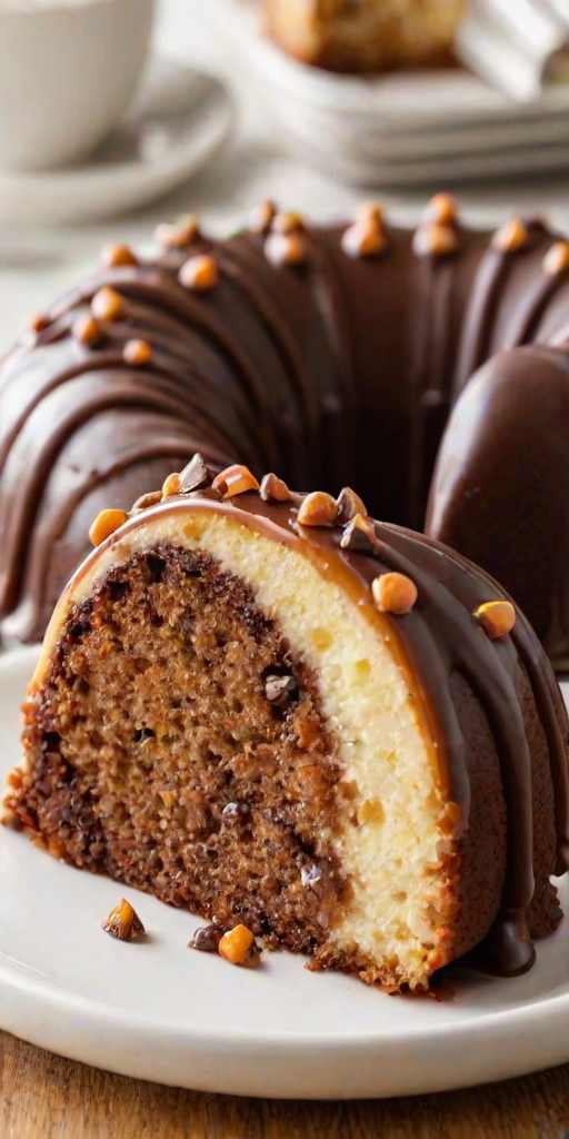 Decadent Chocolate Bundt Cake with Creamy Vanilla Filling and Tasty ...