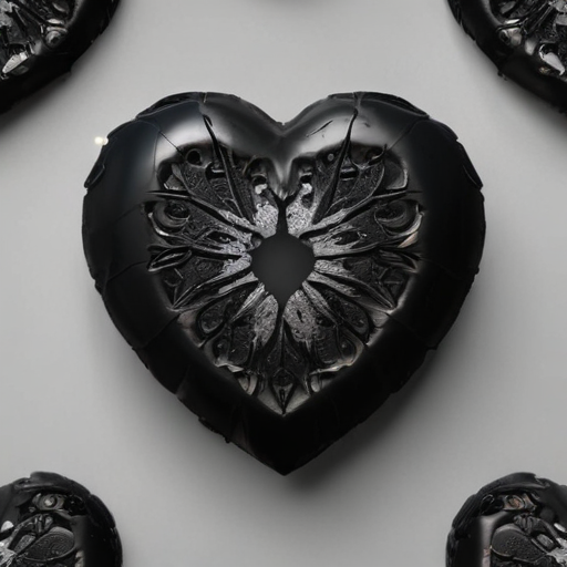 Intricate Black Heart Design Featuring Unique Patterns and Textures