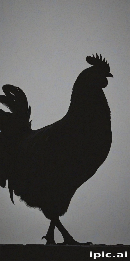 Silhouette of a Majestic Rooster Against a Softly Lit Background
