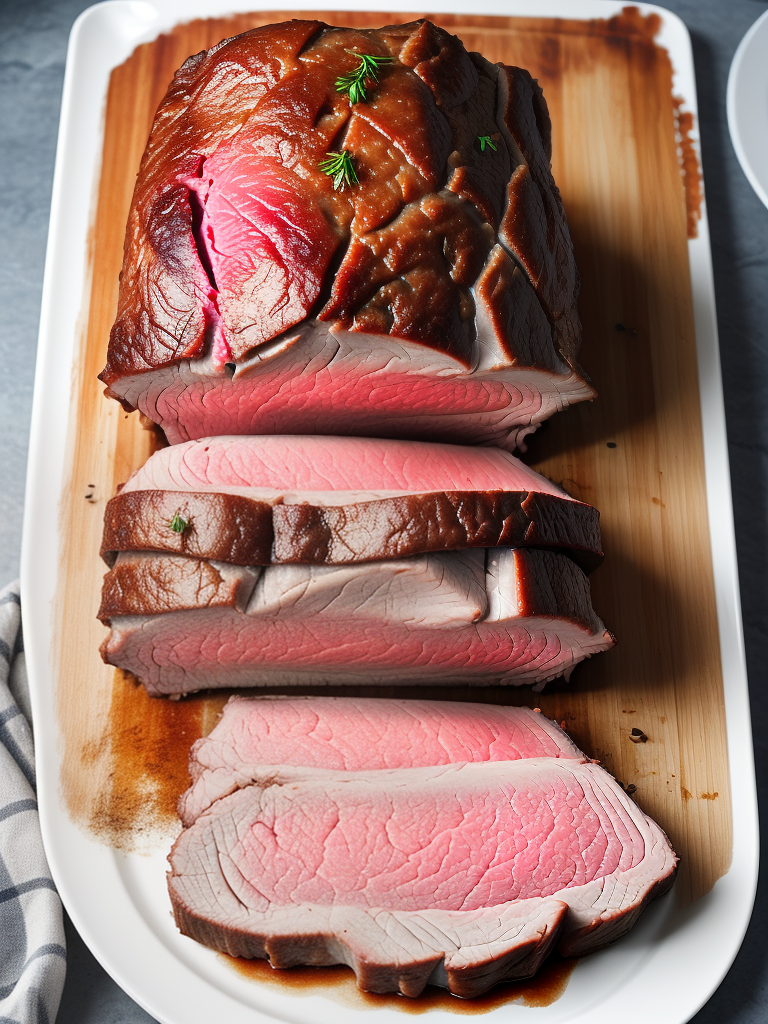 Succulent Slices of Perfectly Cooked Roast Beef on a Serving Platter