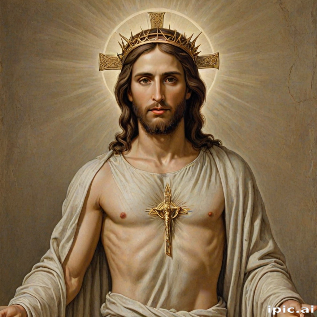 Radiant Figure of Christ with Crown of Thorns and Gentle Expression