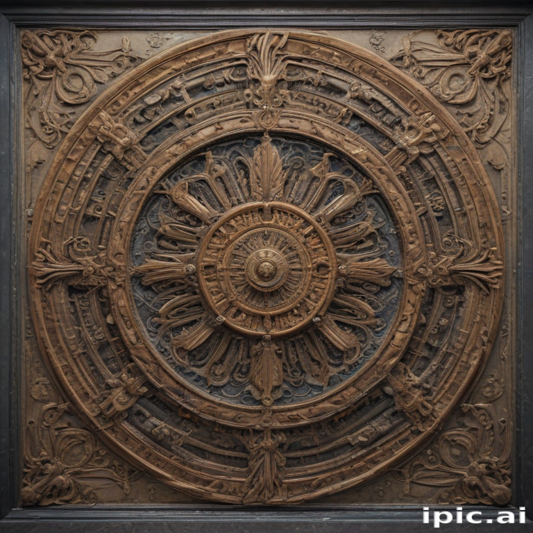 Intricate Wooden Relief Featuring Elaborate Floral and Geometric ...