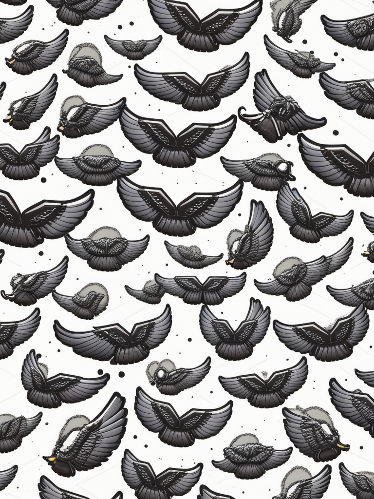 Intricate Pattern of Various Wing Designs on a White Background