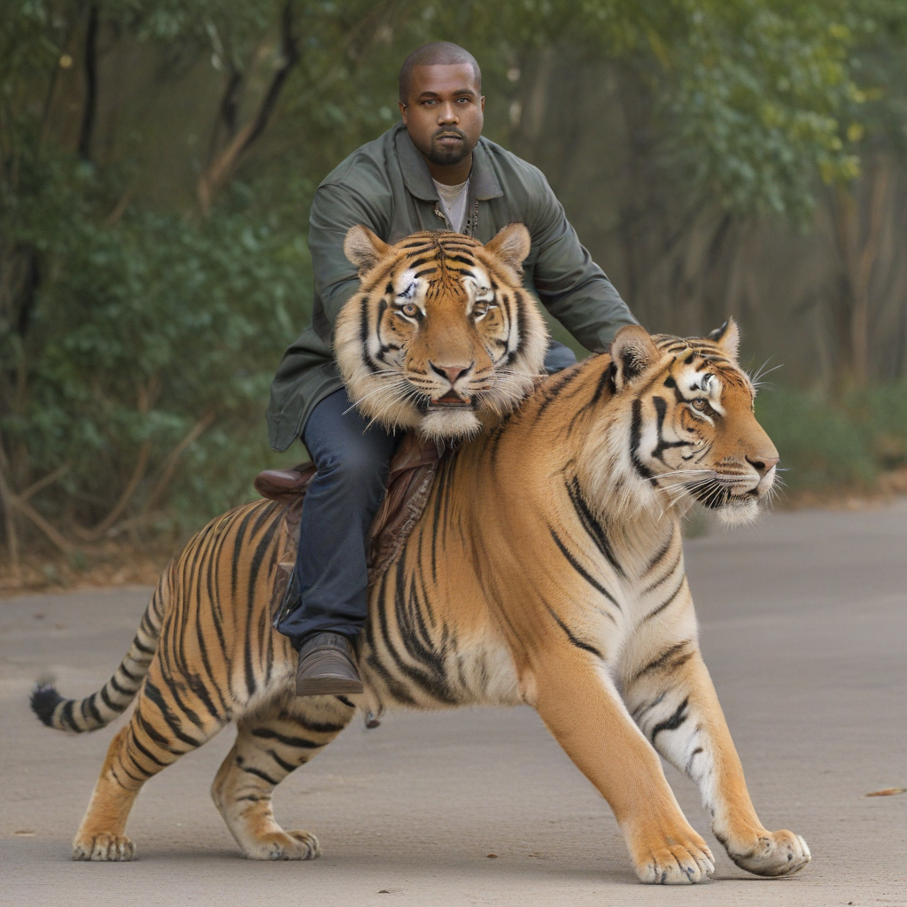 kanye west riding a tiger