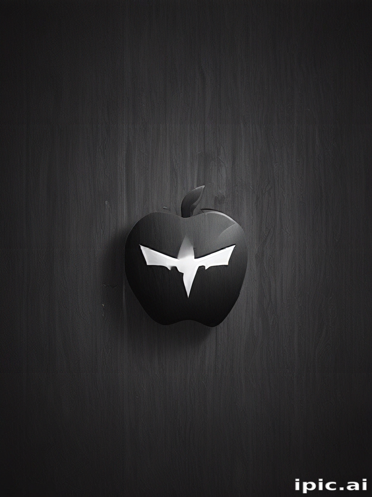 Stylized Black Apple Logo with a Unique Bat Symbol Emblem Design