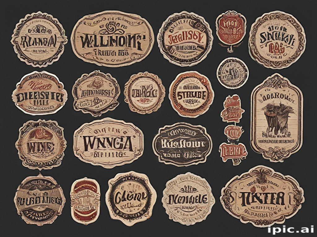 Collection of Vintage Labels Featuring Intricate Designs and Unique ...