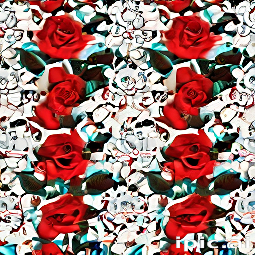 Vibrant Red Roses Surrounded by Whimsical White and Colorful Patterns