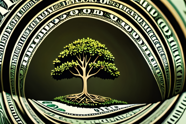 shadow beneath a detailed money tree