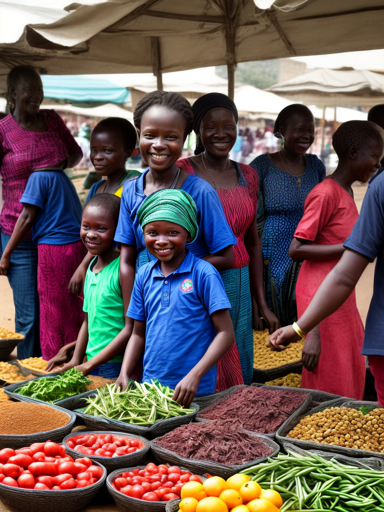 smiling Africa traders in the market