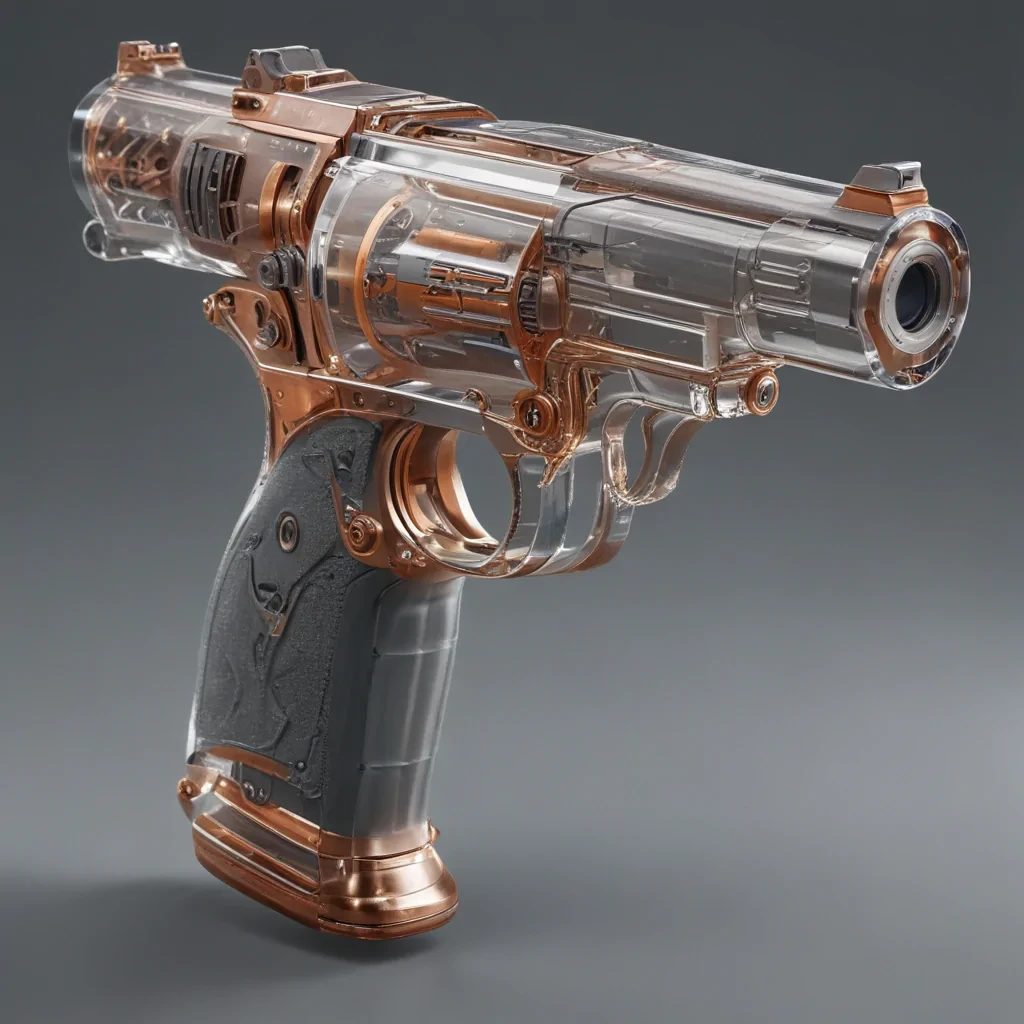 Intricate Design of a Transparent Handgun with Elegant Copper Accents