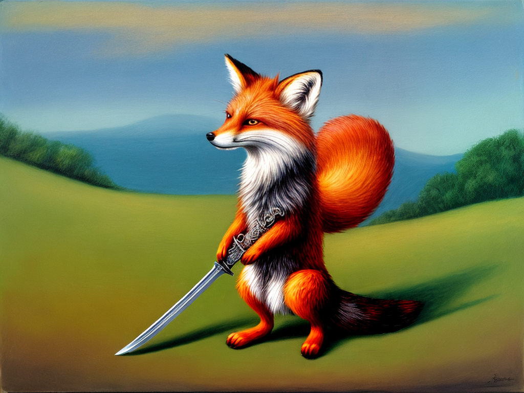 Anthropomorphic fox holding a large sword