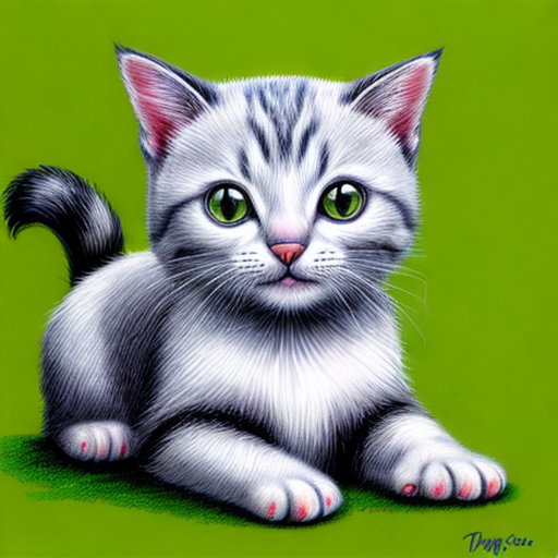 Cat with moss as it's furr cute drawing